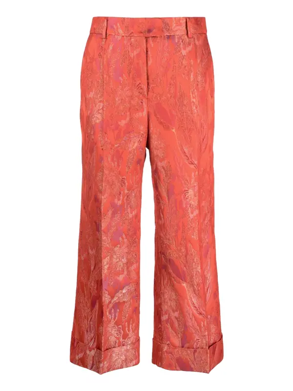 Alberto Biani Cropped Jacquard Trousers - Red