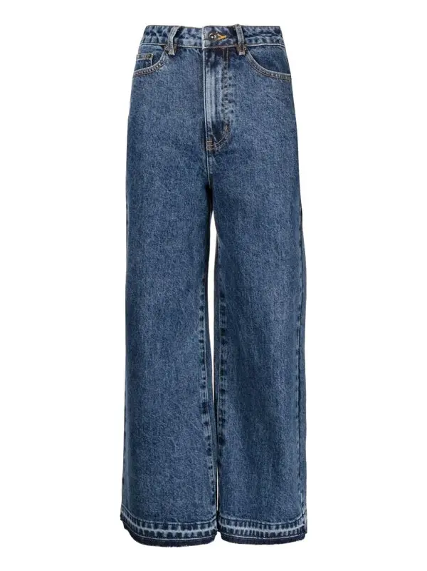 SELF-PORTRAIT High-waist Wide-leg Jeans - Blue