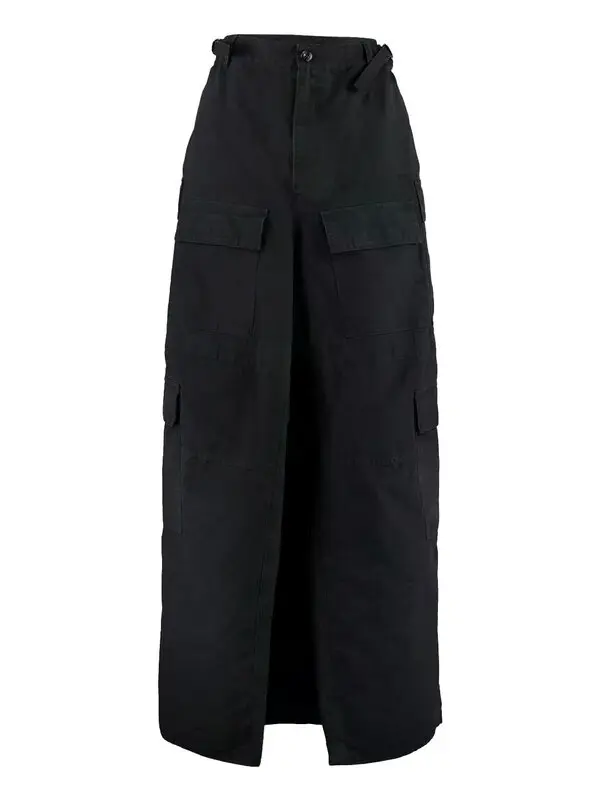 Balenciaga Cargo-pockets Slit Full Length Skirt - Black