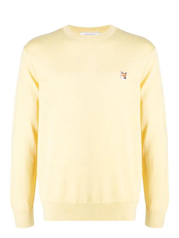 Maison Kitsuné Embroidered-logo Wool Jumper - Yellow