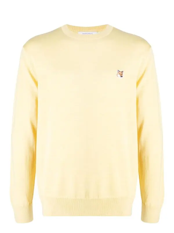 Maison Kitsuné Embroidered-logo Wool Jumper - Yellow