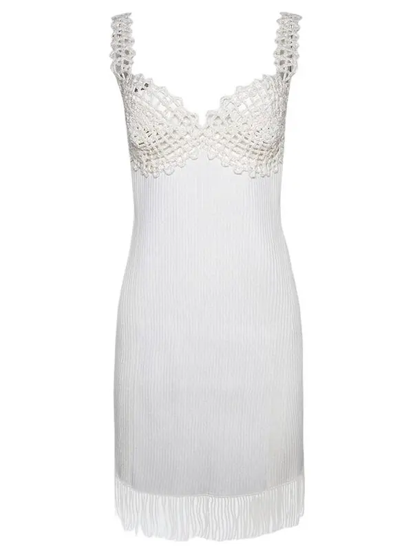 Proenza Schouler Rib Knit Lace Dress - Optic White