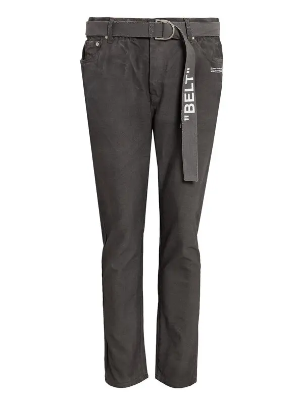Off-White Slim-fit Printed Cotton-canvas Pants - Dark Gray