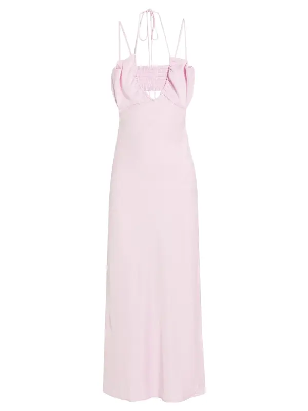 A.L.C. Sienna Cutout Shirred Satin Midi Dress - Pastel Pink
