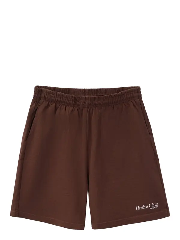 SPORTY & RICH Health Club Logo Shorts - Brown