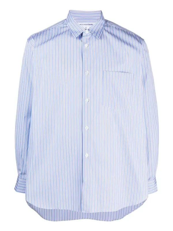 Comme Des Garçons Striped Long-sleeve Shirt - Blue