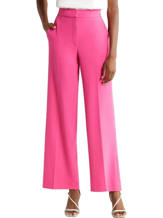 Halogen High Waist Wide Leg Trousers - Magenta Pink