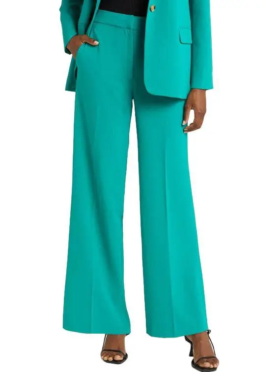 Halogen High Waist Wide Leg Trousers - Miami Green