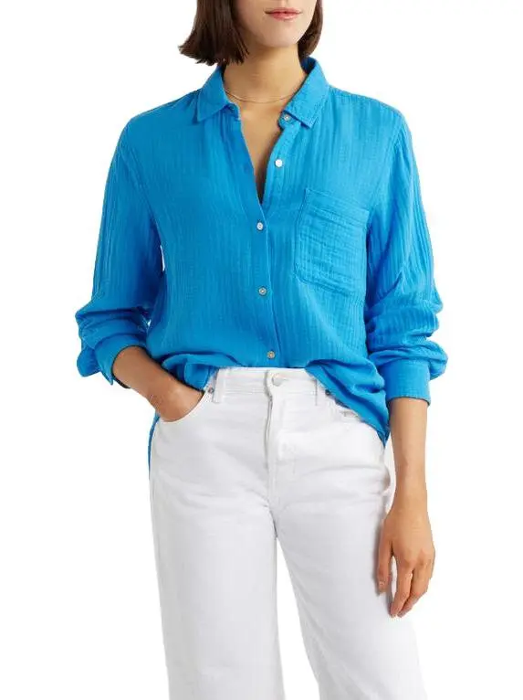Rails Ellis Cotton Gauze Button-up Shirt - French Blue