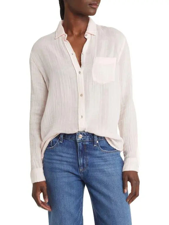 Rails Ellis Cotton Gauze Button-up Shirt - Petal