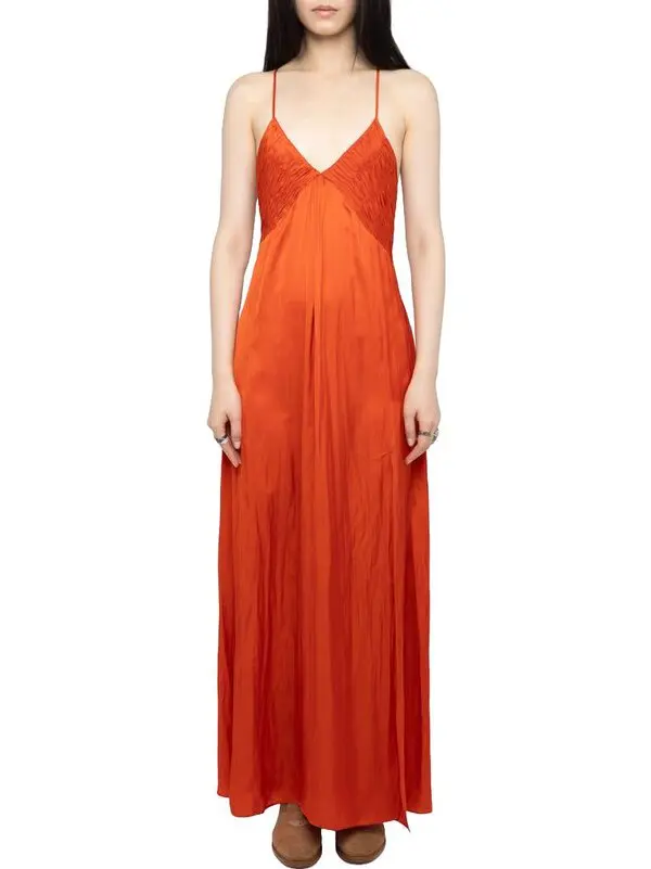 Zadig&Voltaire Rayonne Satin Maxi Slipdress - Tangerine
