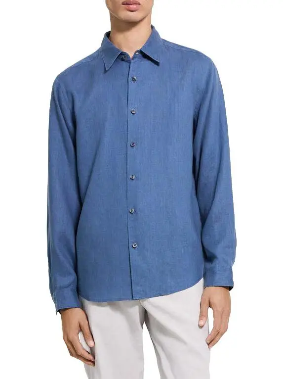 Theory Irving Solid Linen Button-up Shirt - Bering