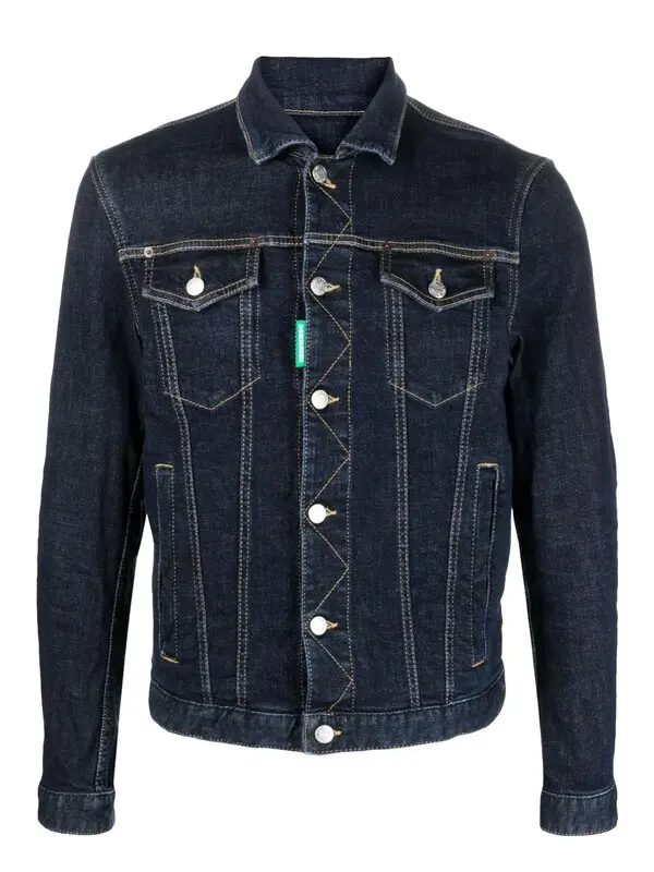 Dsquared2 Embroidered Slogan Denim Jacket - Blue