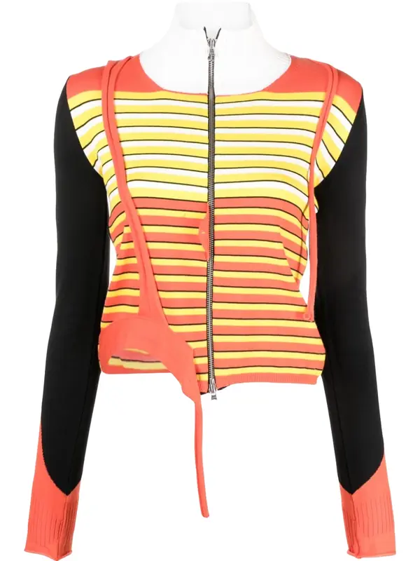Ottolinger Asymmetric Stripe-pattern Cardigan - Yellow