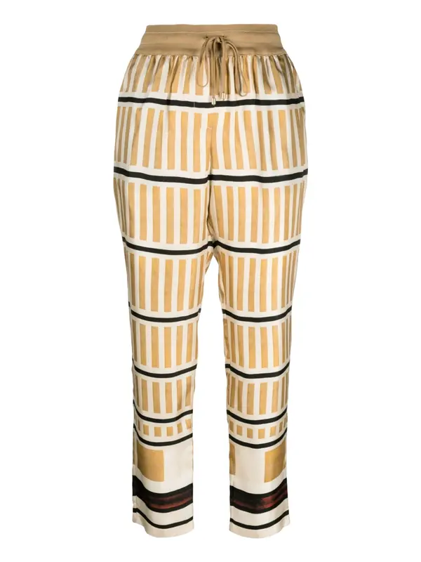 Lorena Antoniazzi Stripe-print Cropped Trousers - Neutrals