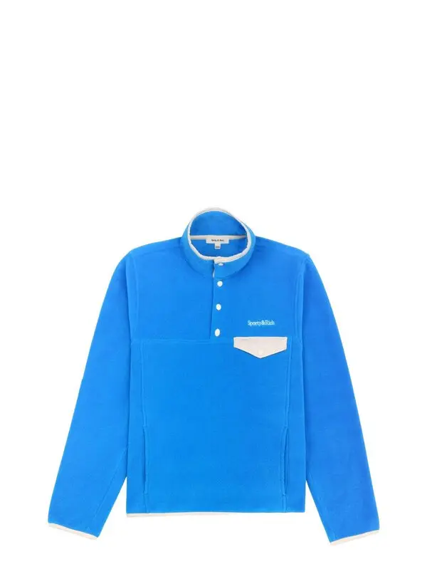SPORTY & RICH Logo-embroidered Fleece Sweatshirt - Blue
