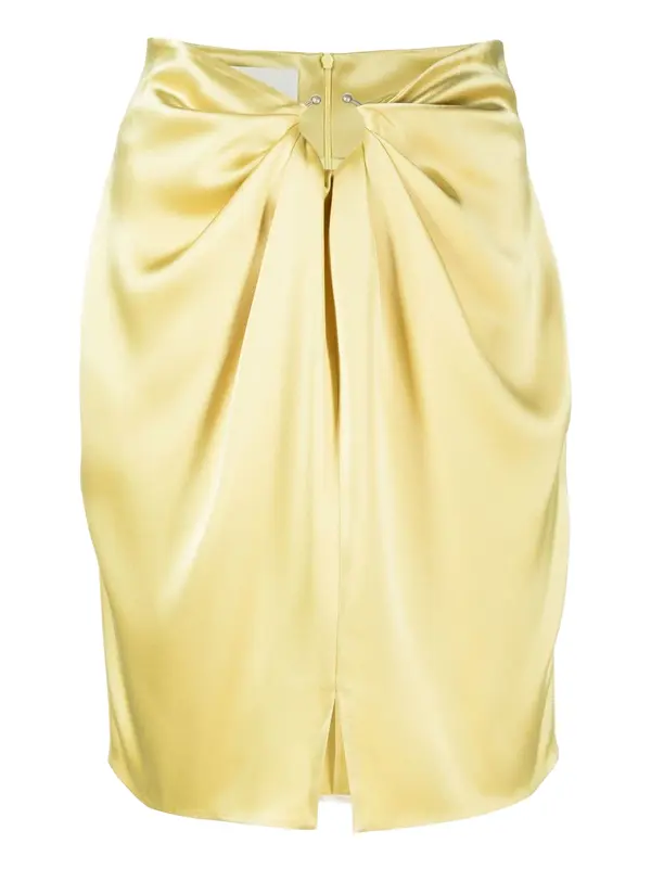 Nanushka Draped Satin Mini Skirt - Yellow