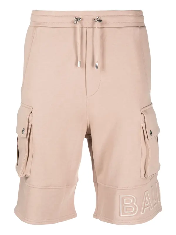 Balmain Embossed Logo Bermuda Shorts - Brown