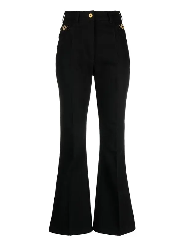 Patou Logo-embroidered Flared Jeans - Black