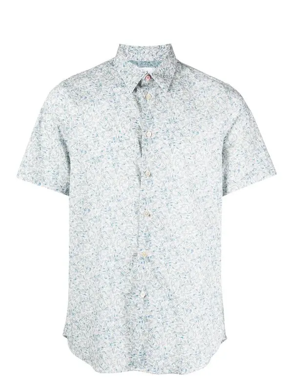 Paul Smith Graphic-print Stretch-cotton Shirt - Blue