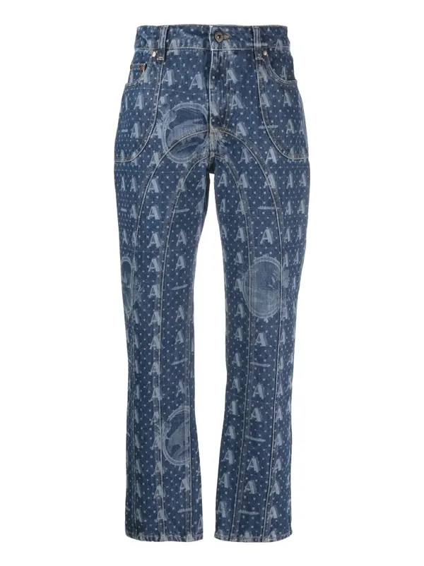 Ahluwalia All-over Logo-pattern Jeans - Blue