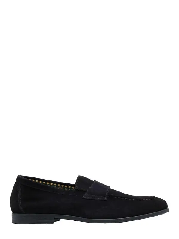 DOUCAL'S Penny Tonal-stitching Suede Loafers - Blue