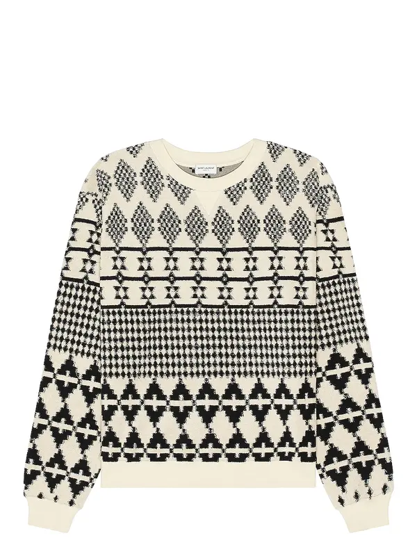 Saint Laurent Raglan Sweater - Naturel & Noir