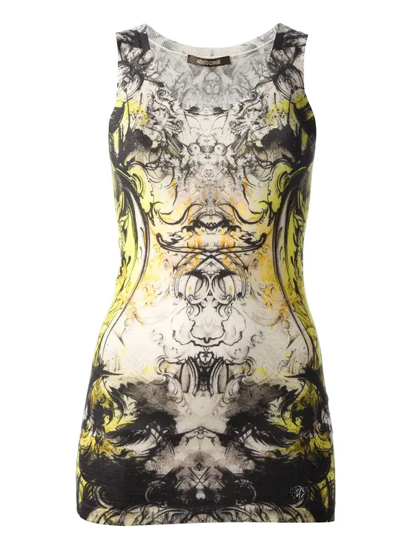 Roberto Cavalli Printed Tank Top - Yellow
