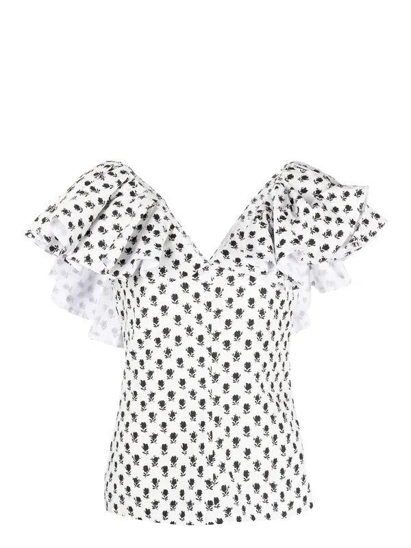 Philosophy Di Lorenzo Serafini Floral-print Ruffled Top - White