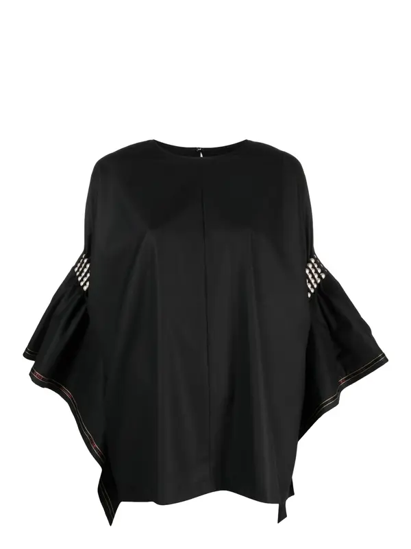 Junya Watanabe Faux-pearl-embellished Wool Blouse - Black
