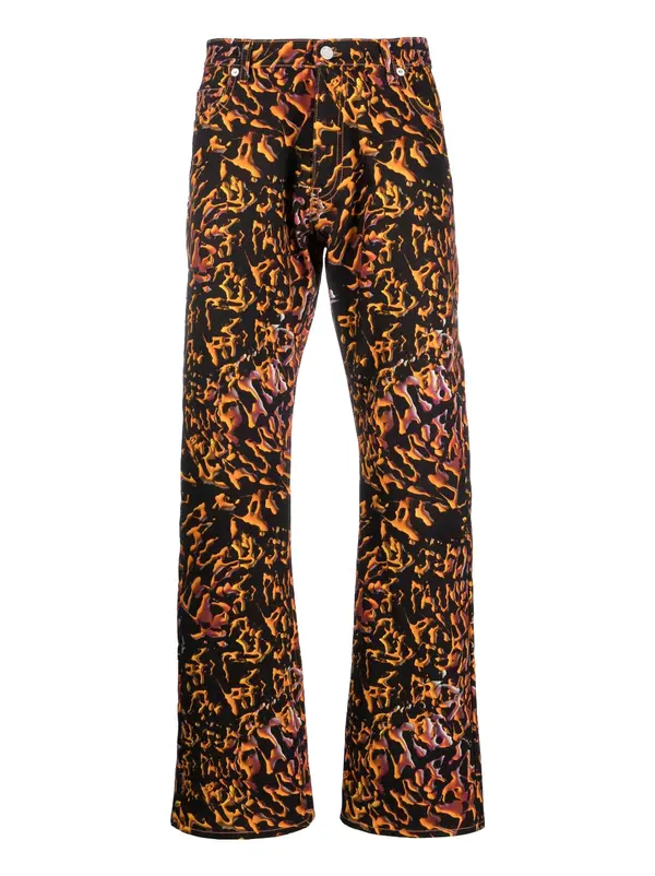 PALMER Abstract-print Straight-leg Trousers - Black