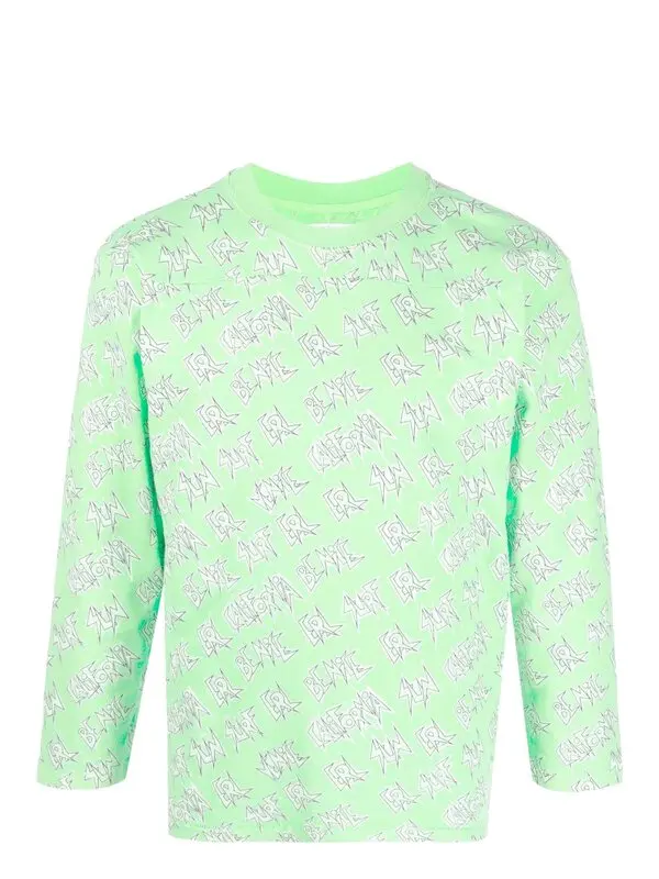 ERL Logo-print Long-sleeved T-shirt - Green