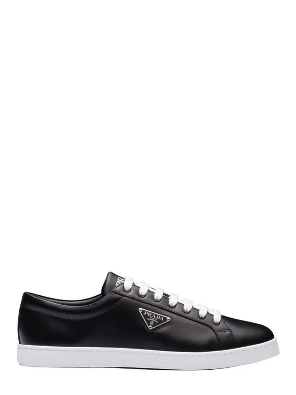 Prada Brushed Leather Low-top Sneakers - Black
