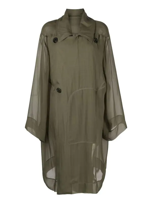 Rick Owens Sheer Silk Trench Coat - Green