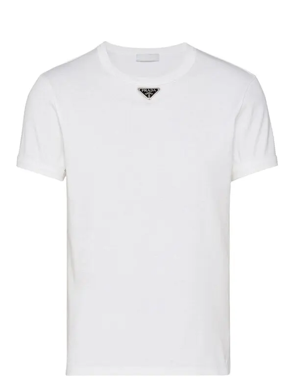 Prada Triangle-logo Cotton T-shirt - White