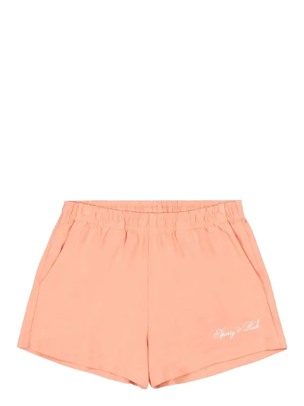 SPORTY & RICH Logo-print Cotton Shorts - Orange
