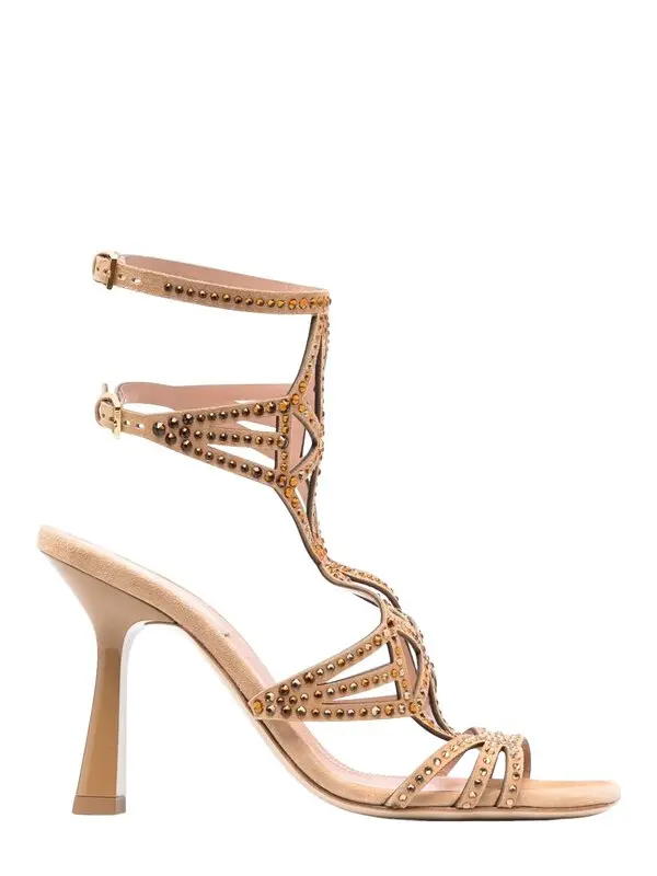 Alberta Ferretti 105mm Metallic Embellished Sandals - Brown