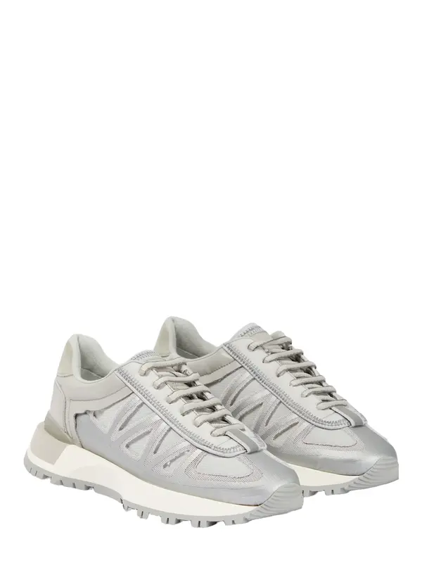 MAISON MARGIELA Leather-trimmed Low-top Sneakers - Silver