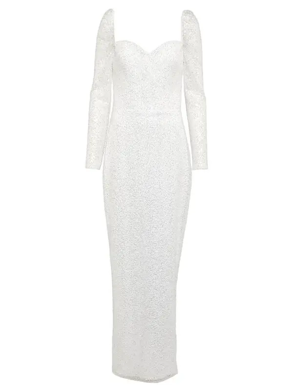 RASARIO Rossalind Sequined Gown - White