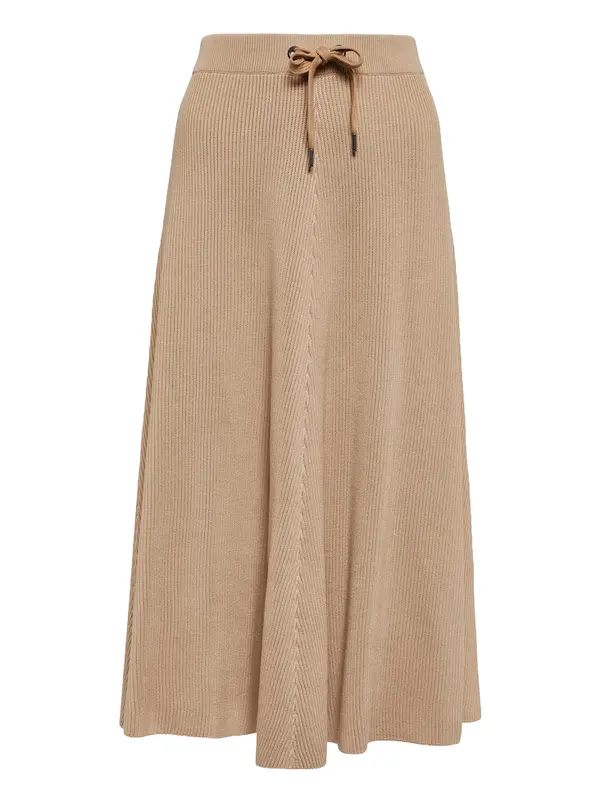 Brunello Cucinelli High-rise Midi Skirt - Beige