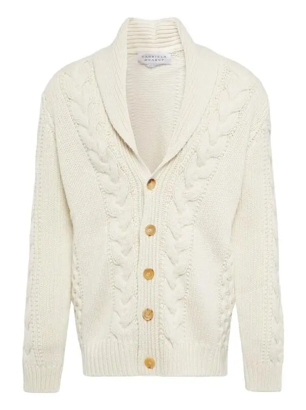 Gabriela Hearst Rivera Cable-knit Cashmere Cardigan - White
