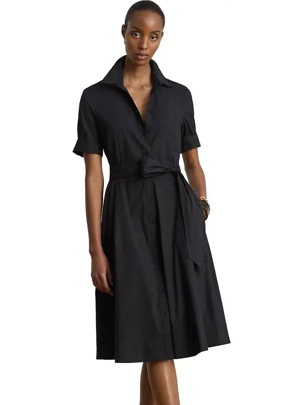 Ralph Lauren Belted Cotton-blend Shirtdress - Polo Black