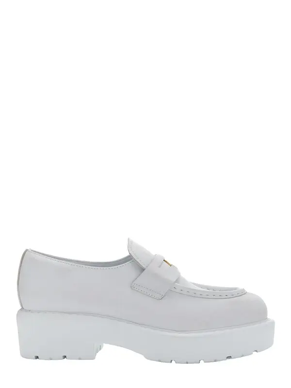 Miu Miu Leather Platform Loafers - White