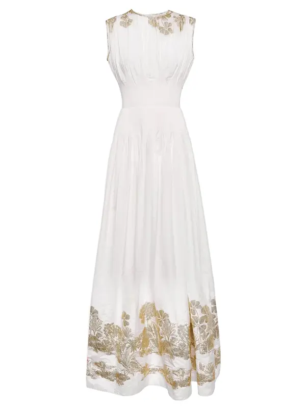 Costarellos Eliza Embroidered Maxi Dress - White