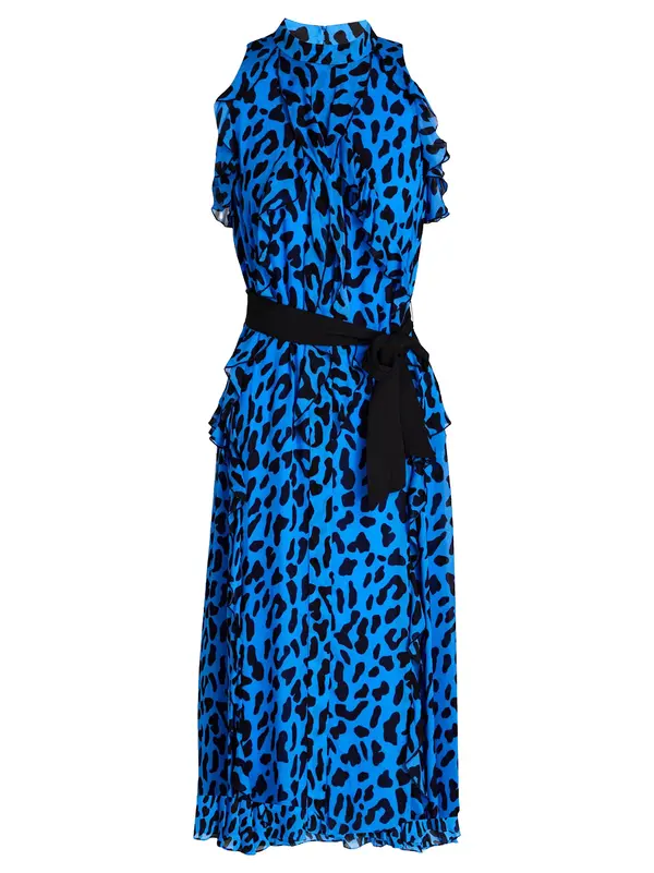 Diane Von Furstenberg Trudy Leopard-print Midi Dress - Bright Blue