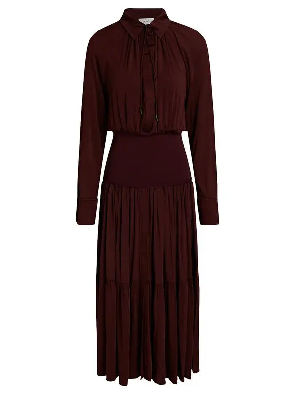 A.L.C. Conrad Gathered Stretch-jersey Midi Shirt Dress - Chocolate