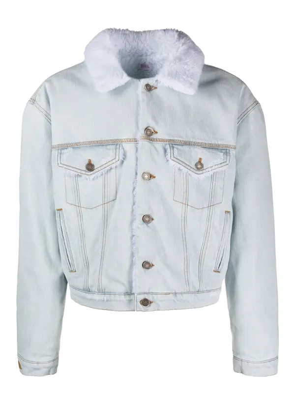 ERL Faux-fur Collar Denim Jacket - Blue