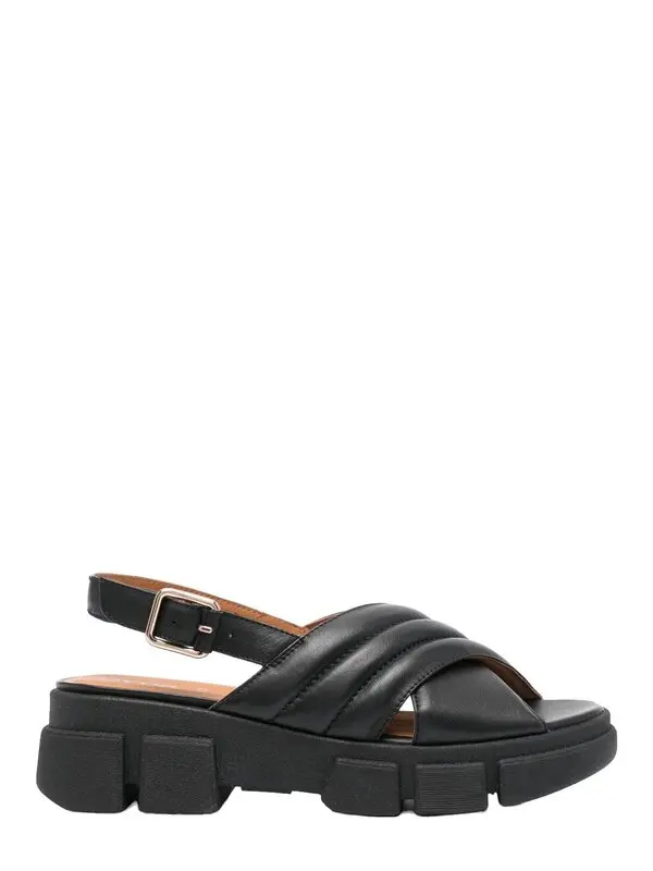 Geox 50mm Lisbona Leather Sandals - Black