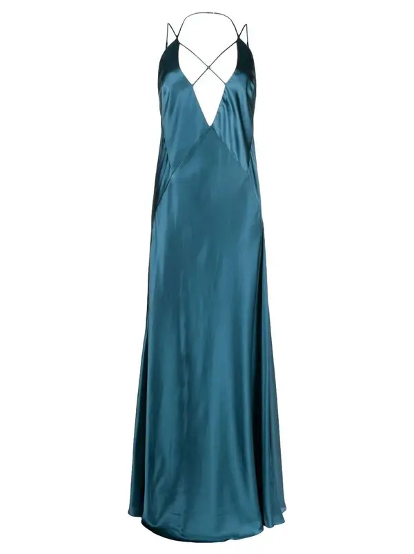 Michelle Mason Silk Cut-out Gown Dress - Green