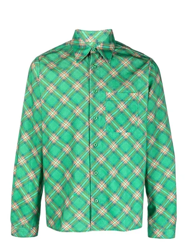 ERL Check-pattern Corduroy Shirt - Green